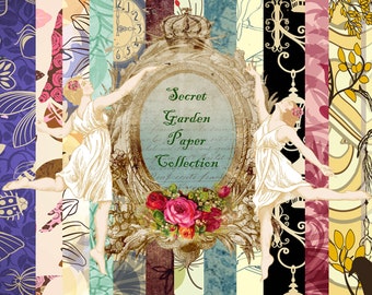Secret Garden Set 04 Digital Scrapbooking Papers Paper Pack 12 X 12 ...