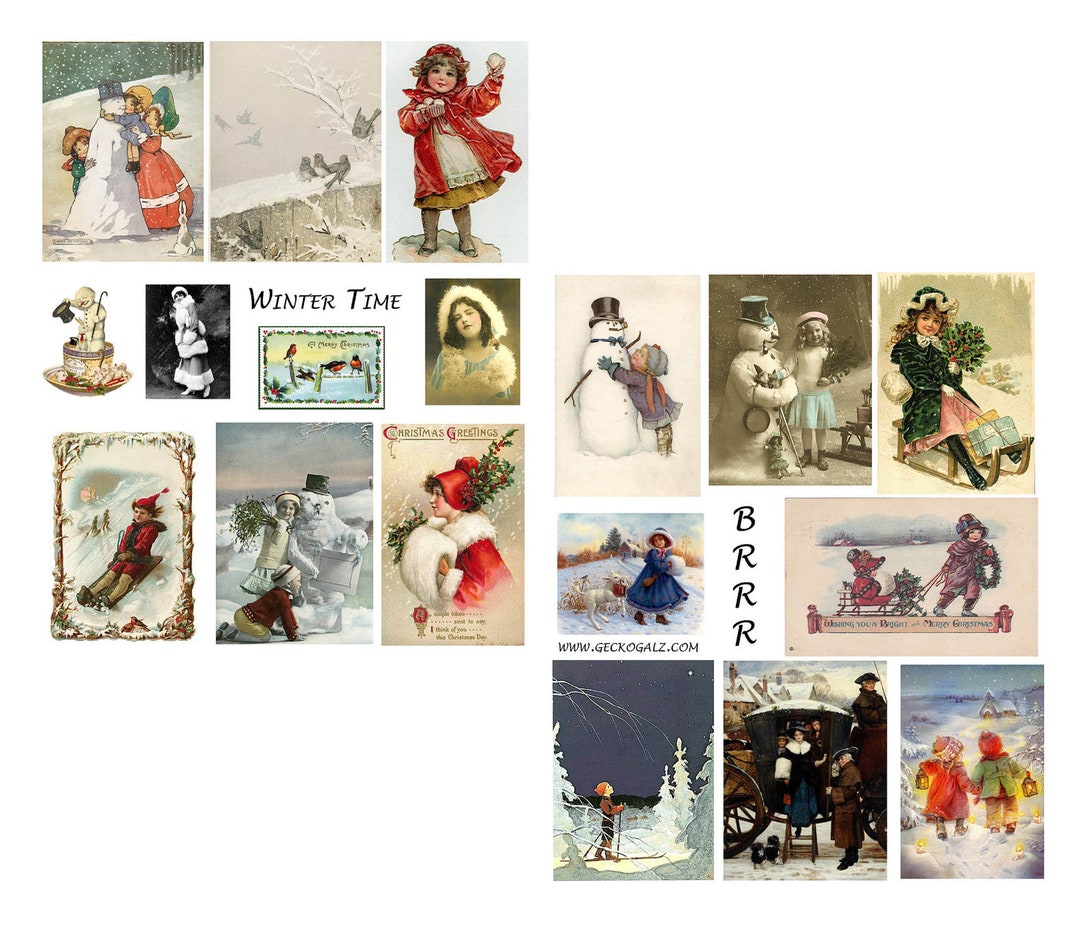 Winter Time Digital Collage Sheets - Etsy