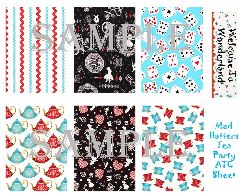 Mad Hatters Tea Party ATC Sheet - Etsy