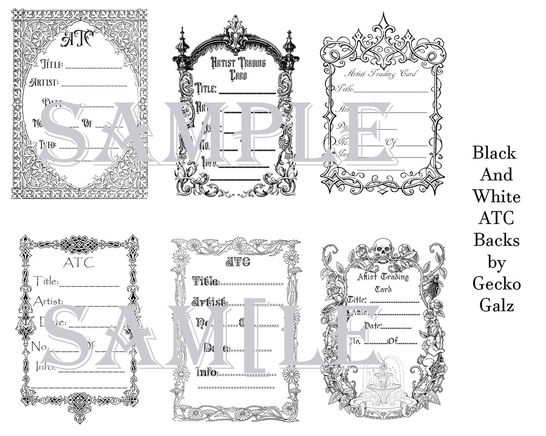 Black and White ATC Backs Digital Collage Sheet - Etsy