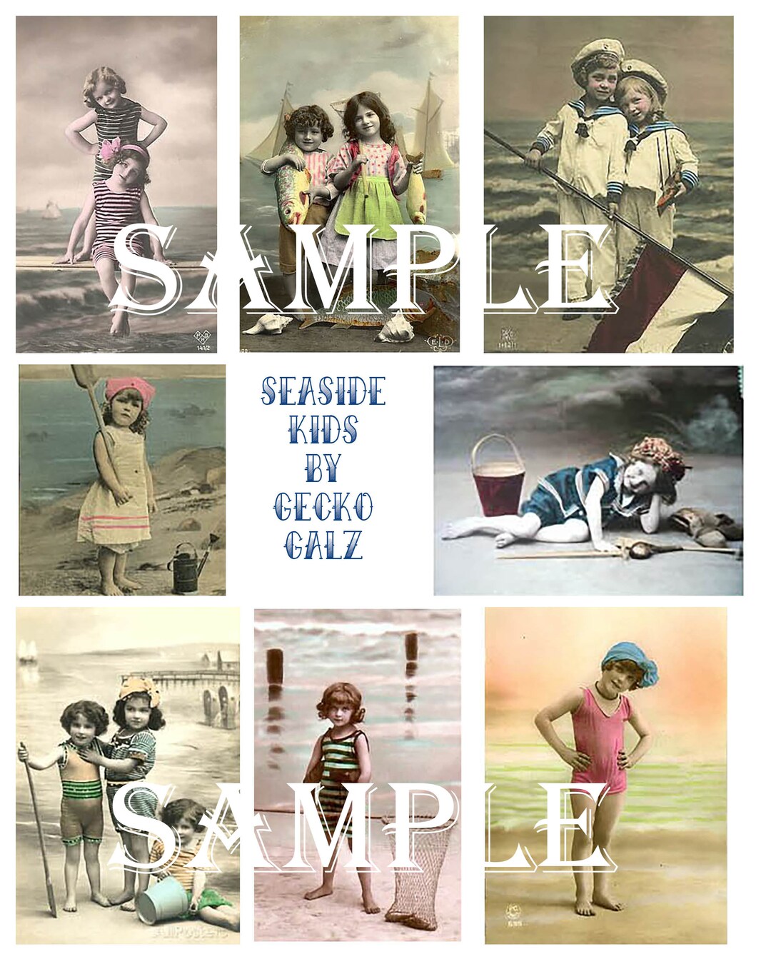 Sea Side Kids Digital Collage Sheet - Etsy