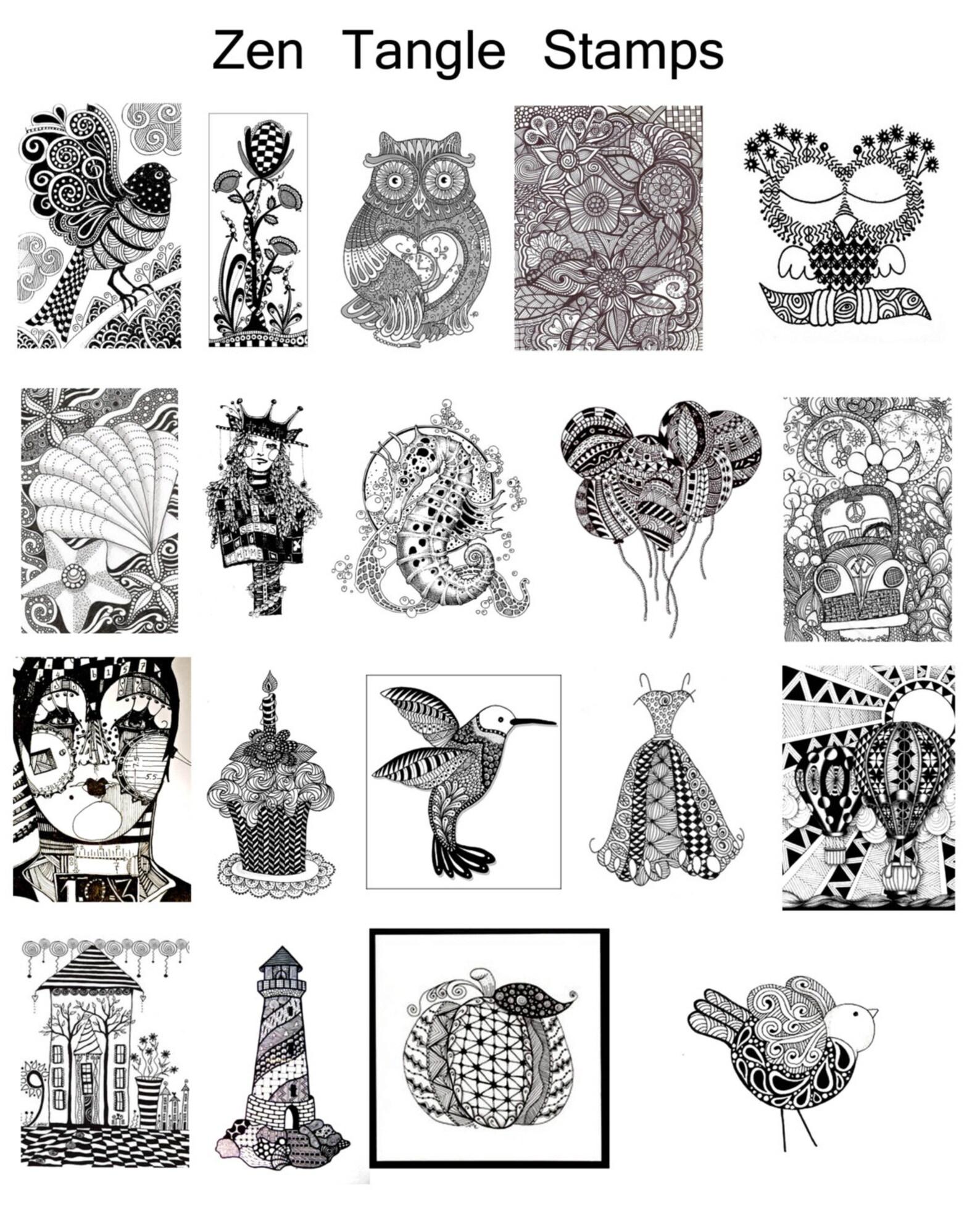 Zen Tangles Digital Stamp Set - Etsy