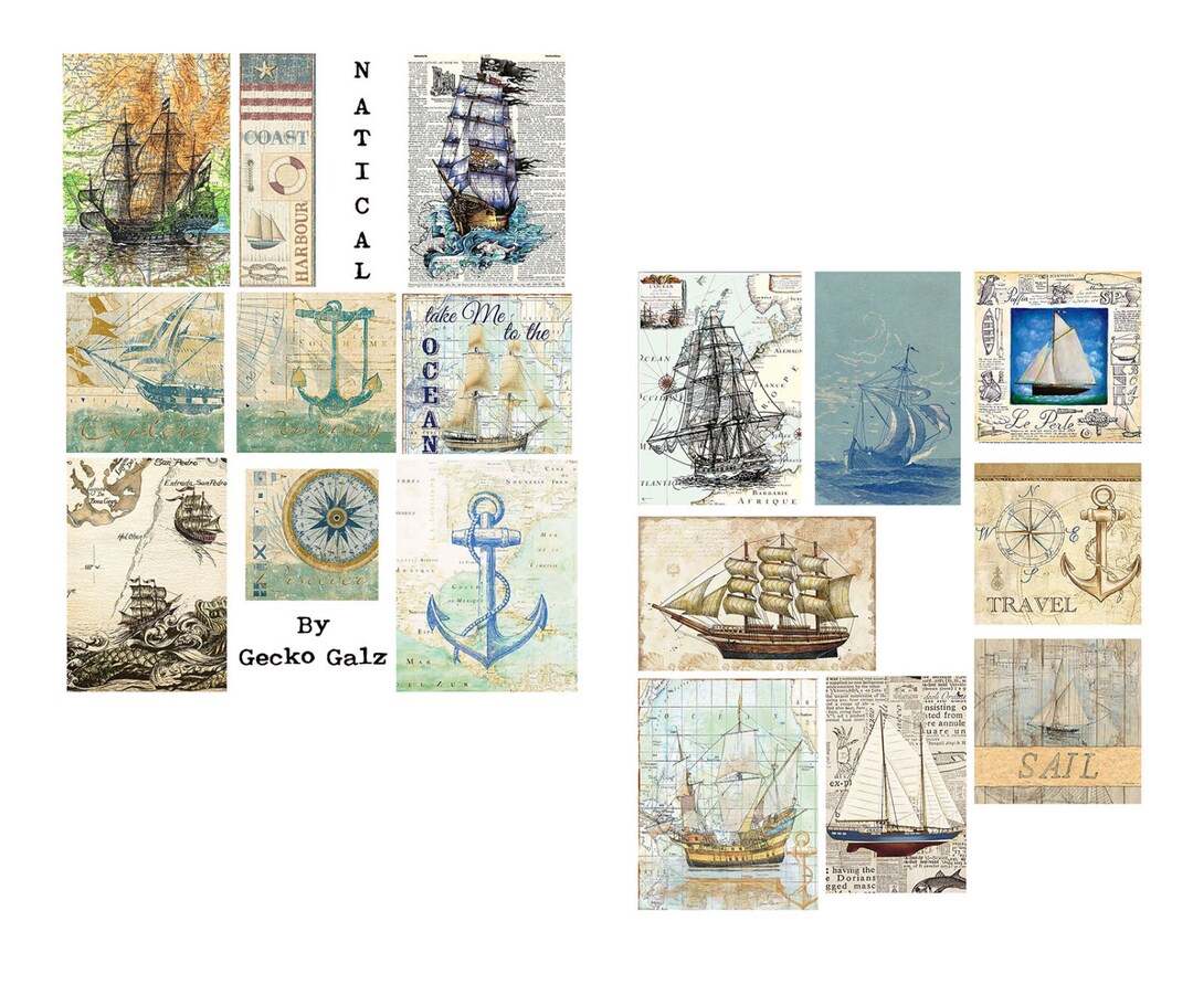 Lets Get Nautical Digital Collage Set - Etsy