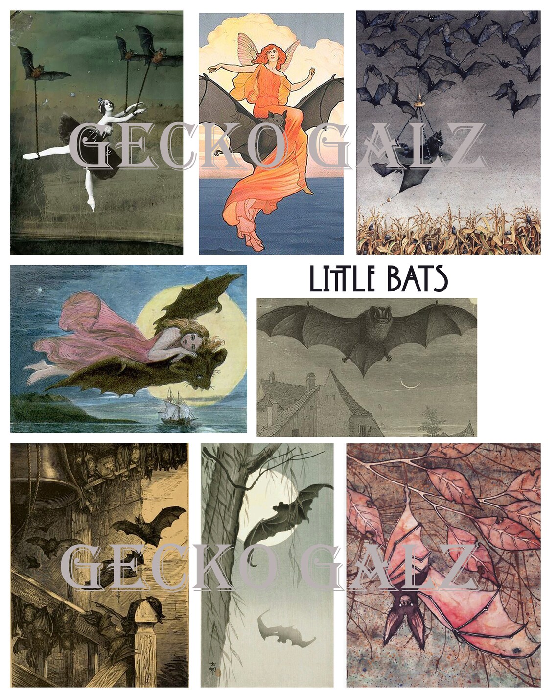 Little Bats Digital Collage Sheet - Etsy