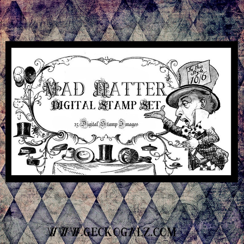Mad Hatter Digital Stamp Set - Etsy