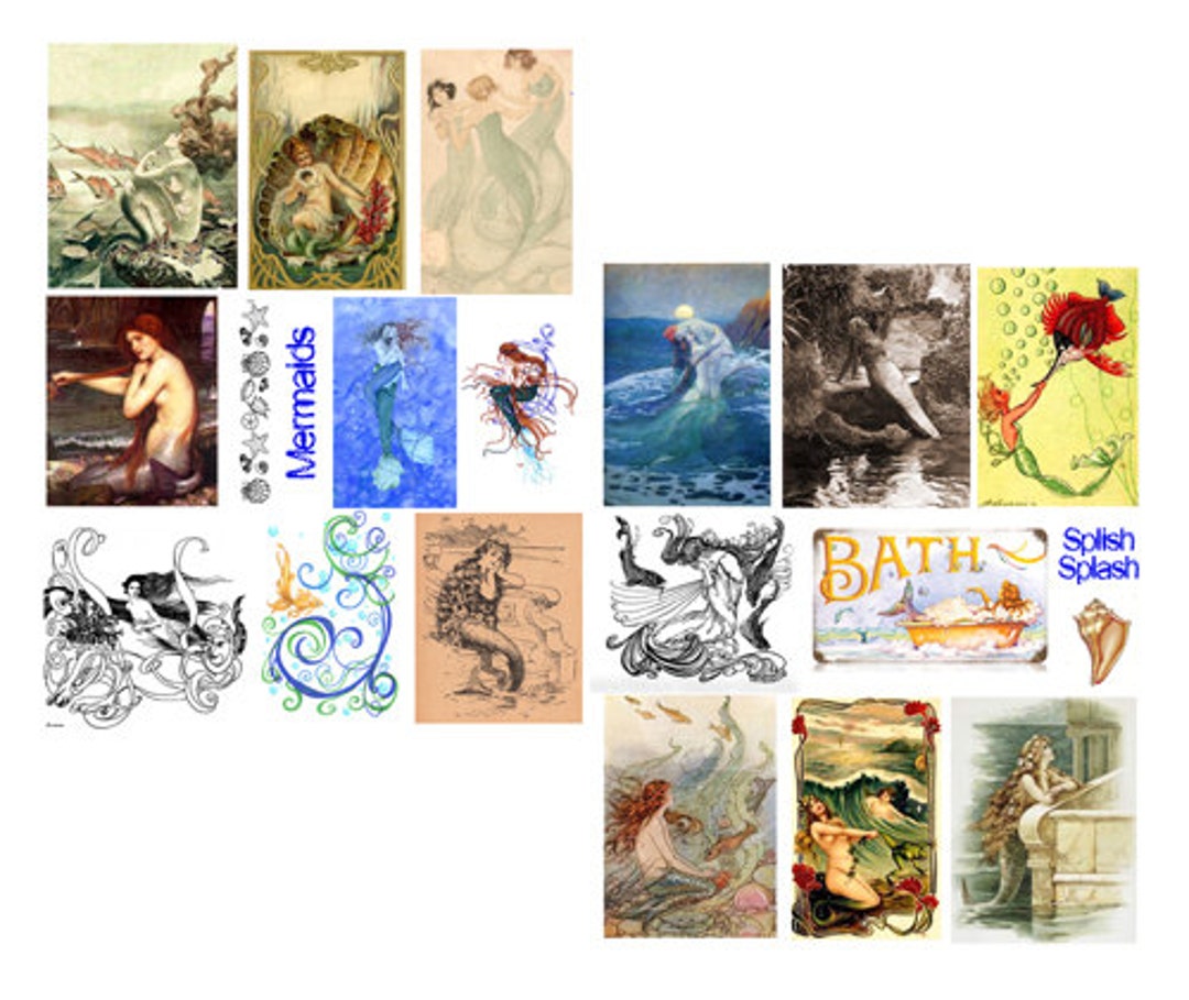 Mermaids Digital Collage Set - Etsy