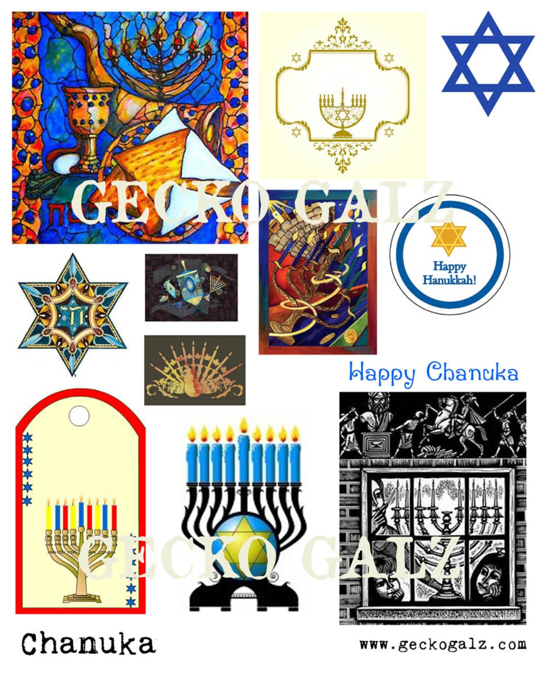 Chanuka Digital Collage Sheet - Etsy