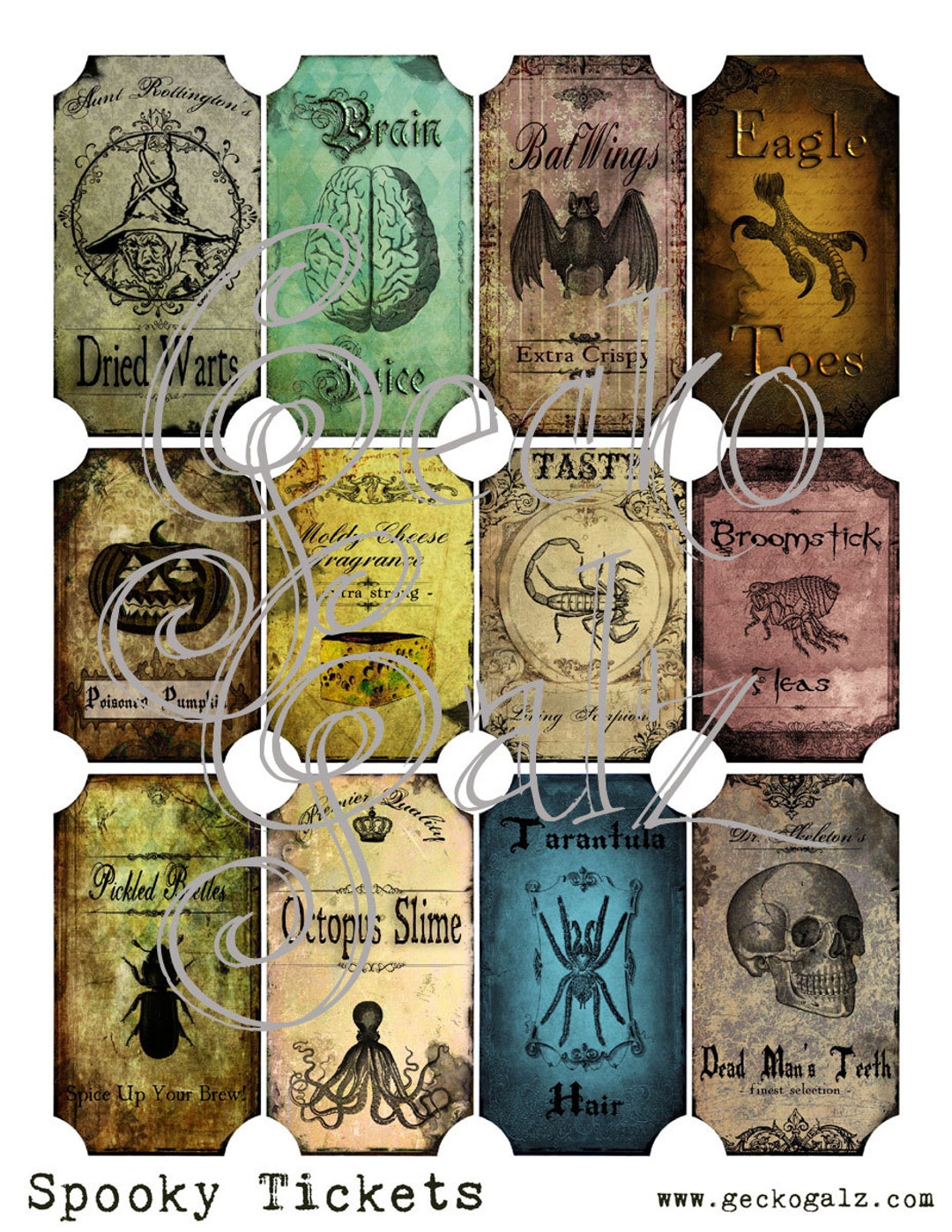 Spooky Tickets Digital Collage Sheet - Etsy