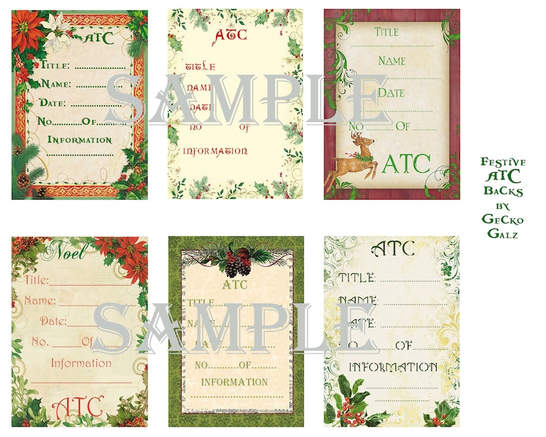 Festive ATC Backs Collage Sheet - Etsy