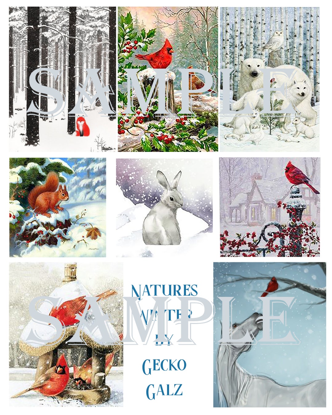 Natures Winter Digital Collage Sheet - Etsy
