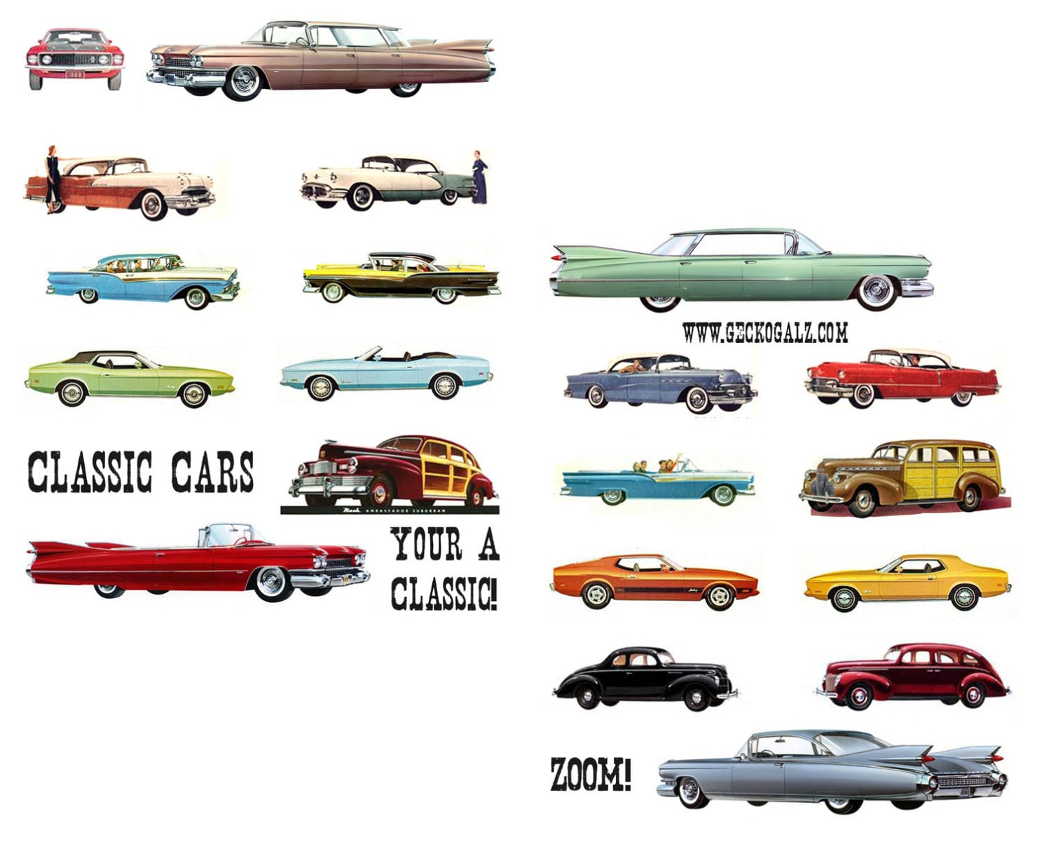 Classic Cars Digital Collage Sheets - Etsy