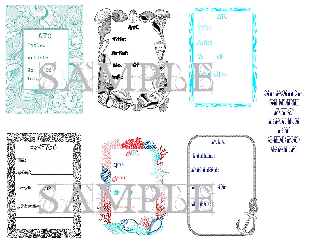 Seaside Shore ATC Backs Collage Sheet - Etsy