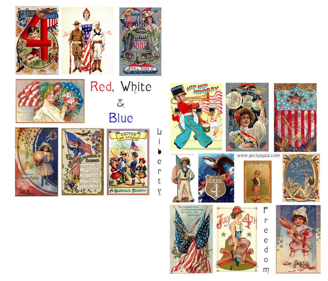 Red, White and Blue Collage Set - Etsy