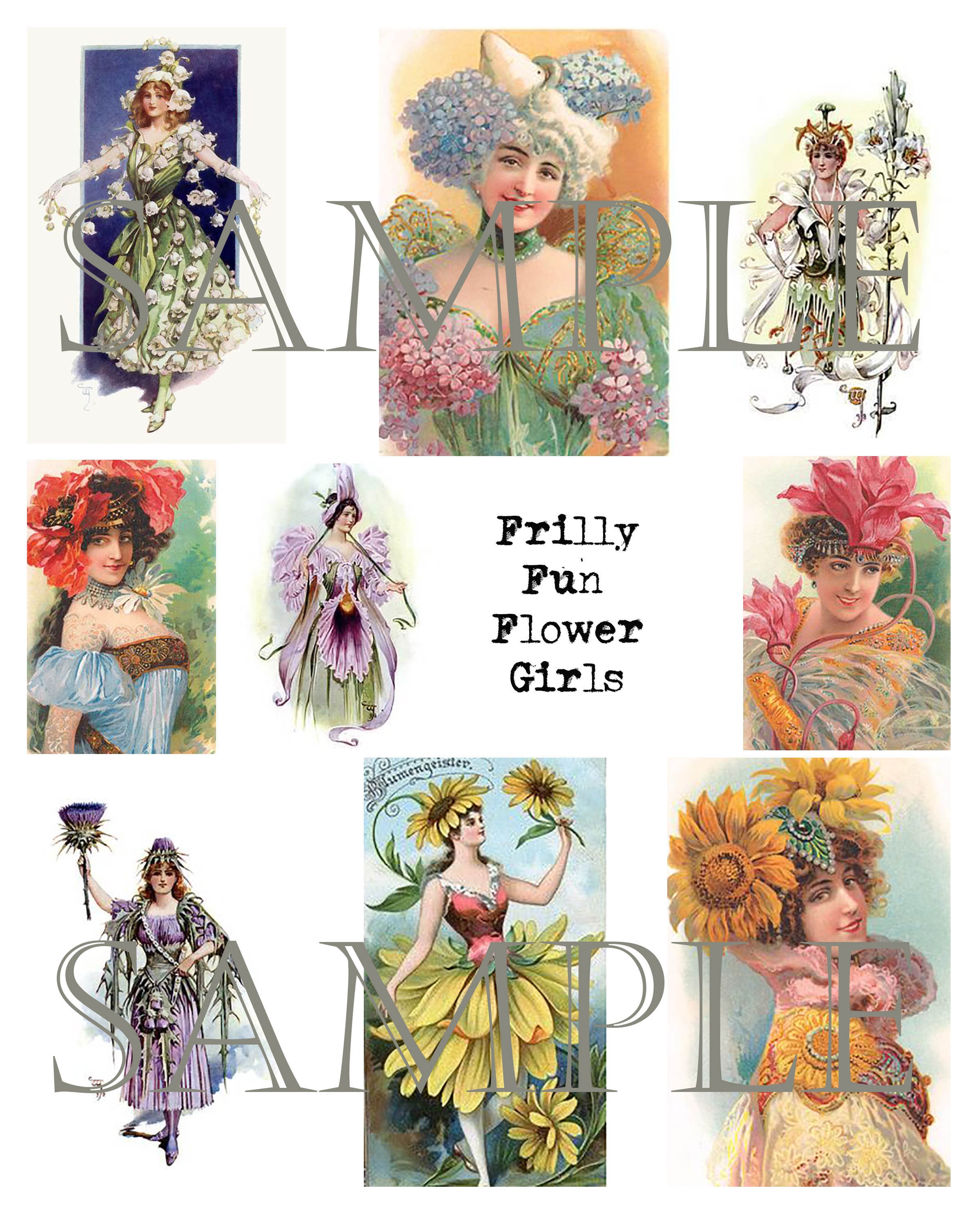 Frilly Fun Flower Girls Collage Sheet - Etsy Australia