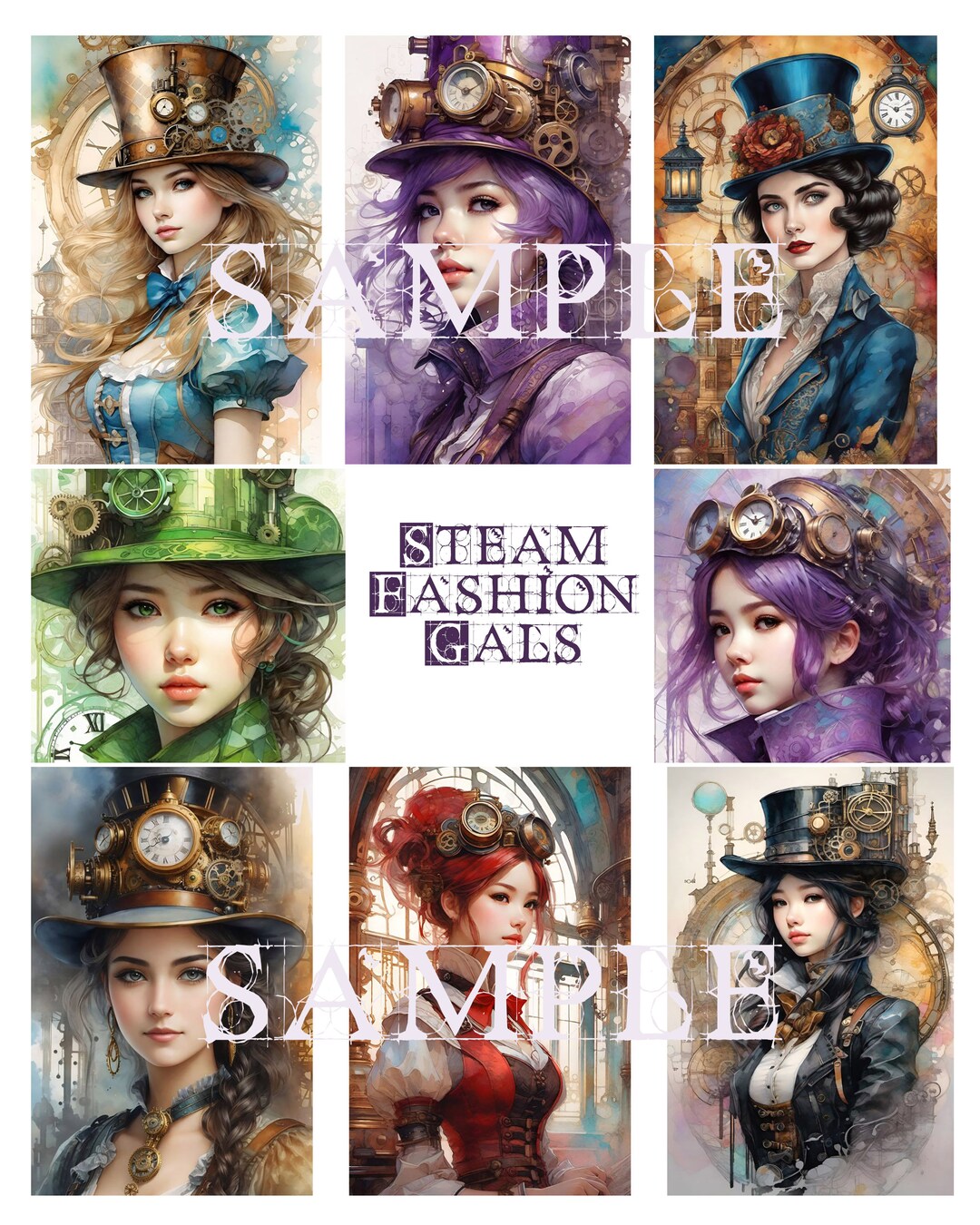 Steam Fashion Girls Digital Collage Sheet - Etsy