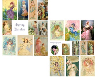 5 Spring Digital Collage Sheets for Art Journals Scrapbooks - Etsy