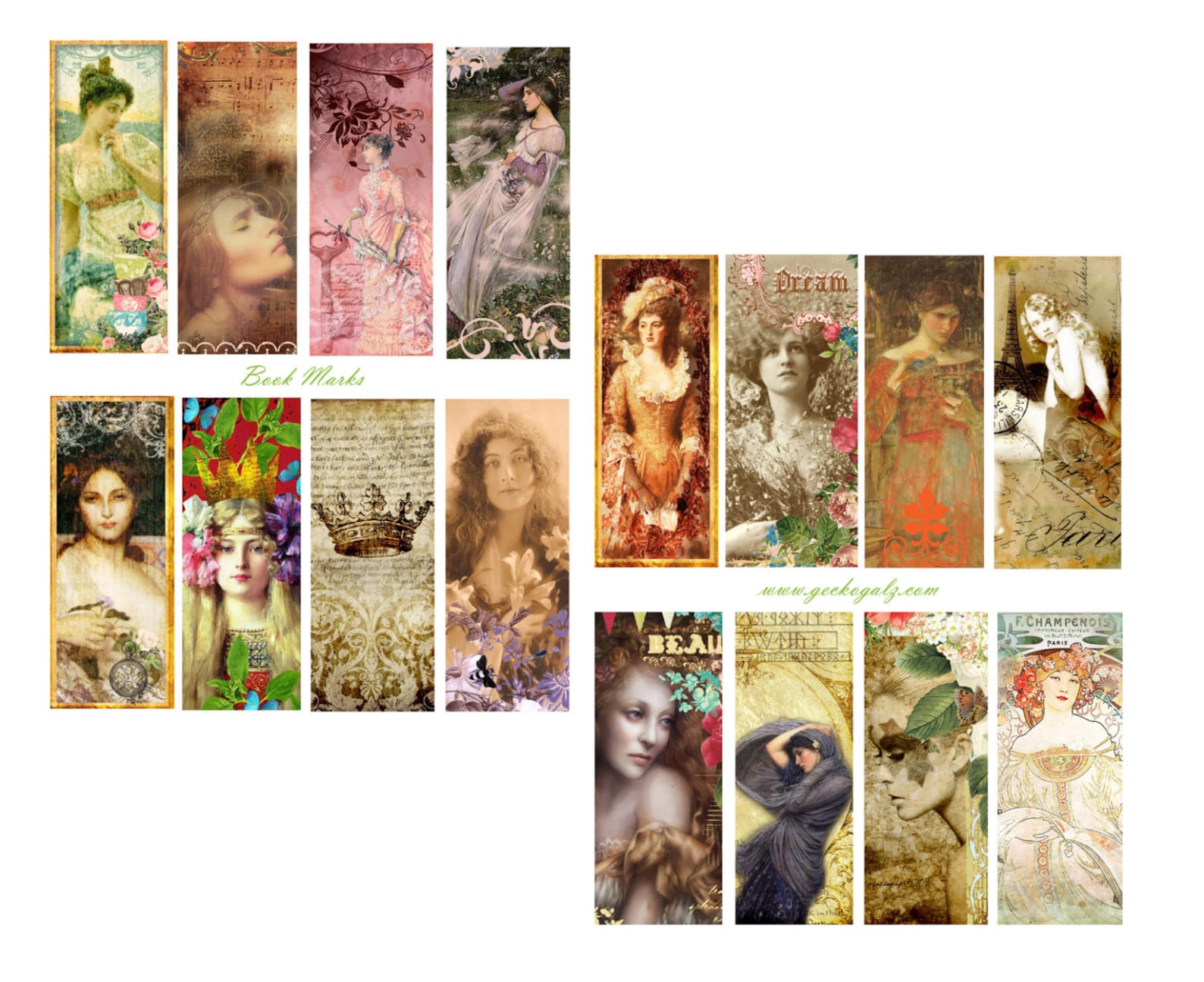 Beautiful Bookmarks Digital Collage Set - Etsy