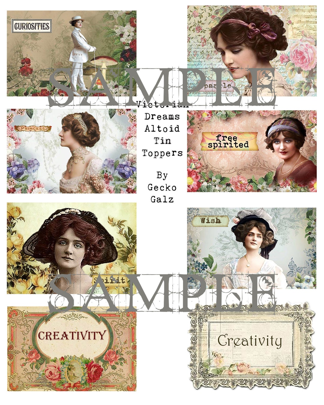 Victorian Dreams Tin Toppers Collage Sheet - Etsy