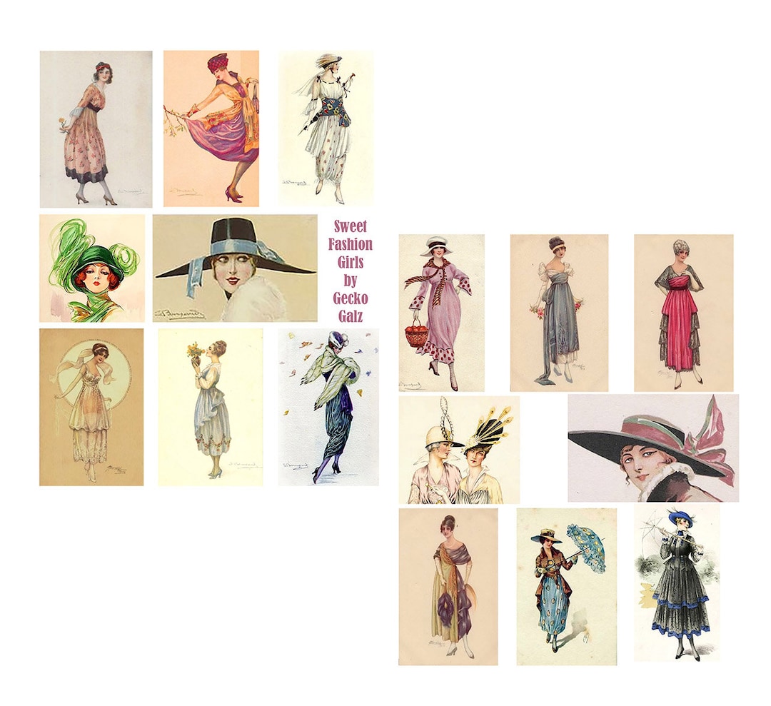 Sweet Fashion Girls Digital Collage Set - Etsy