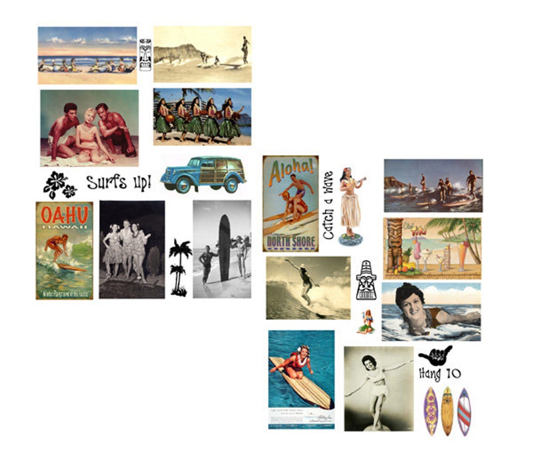 SURFS UP Digital Collage Set - Etsy