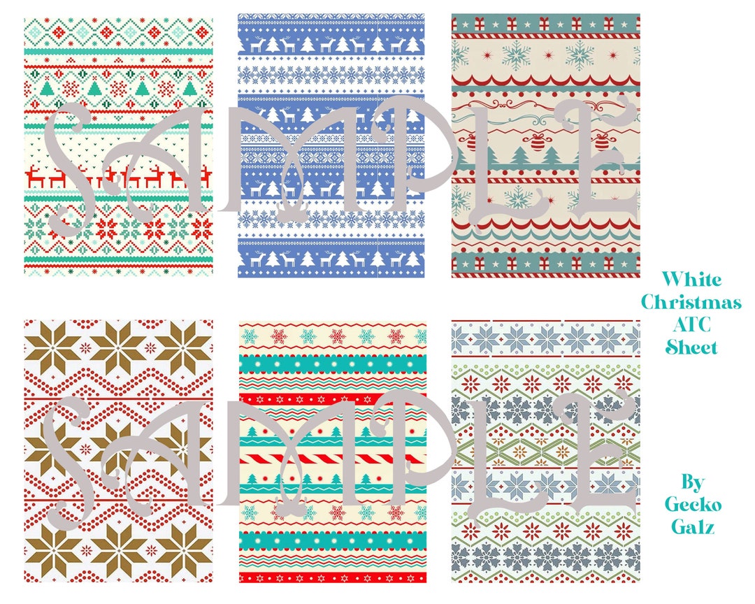 White Christmas Digital ATC Sheet - Etsy