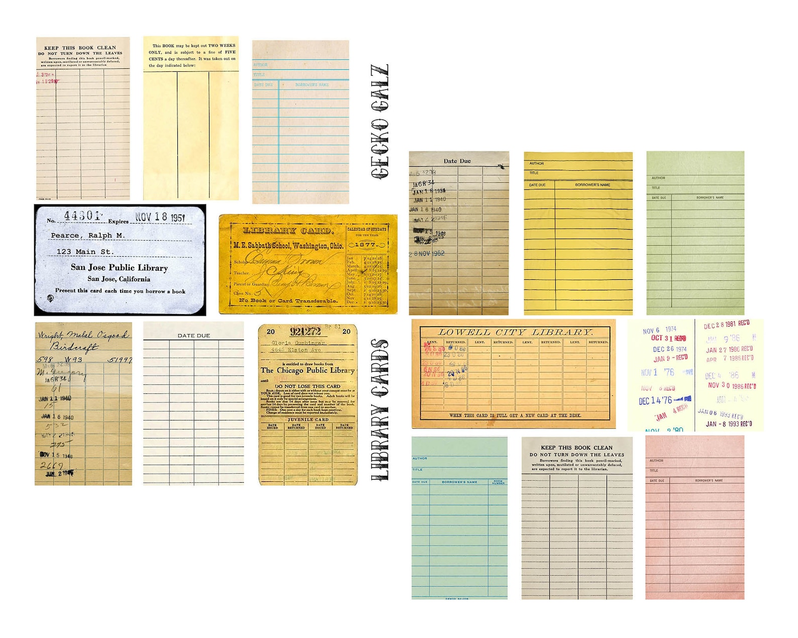 Library Cards Collage Set - Etsy
