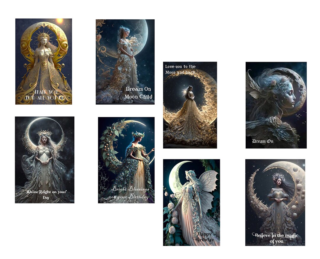Moonbeams Digital Collage Sheet Card Toppers - Etsy
