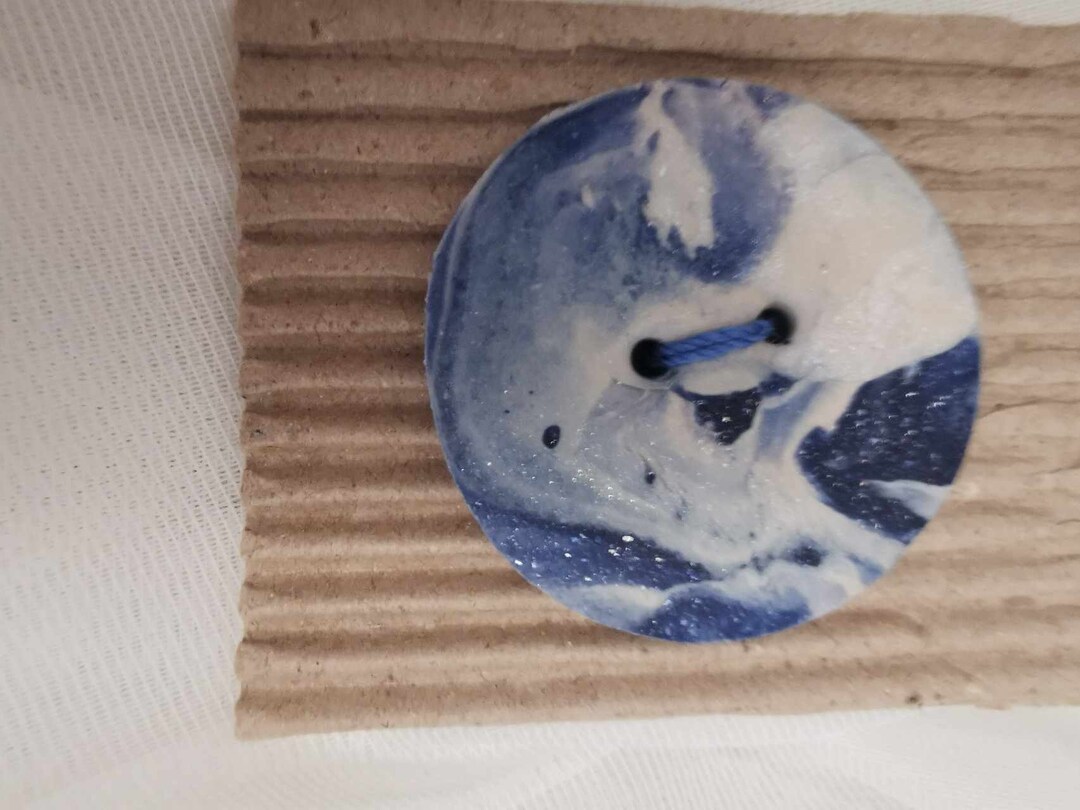 Blue & White Marble Effect Clay Buttons handmade and Unique - Etsy