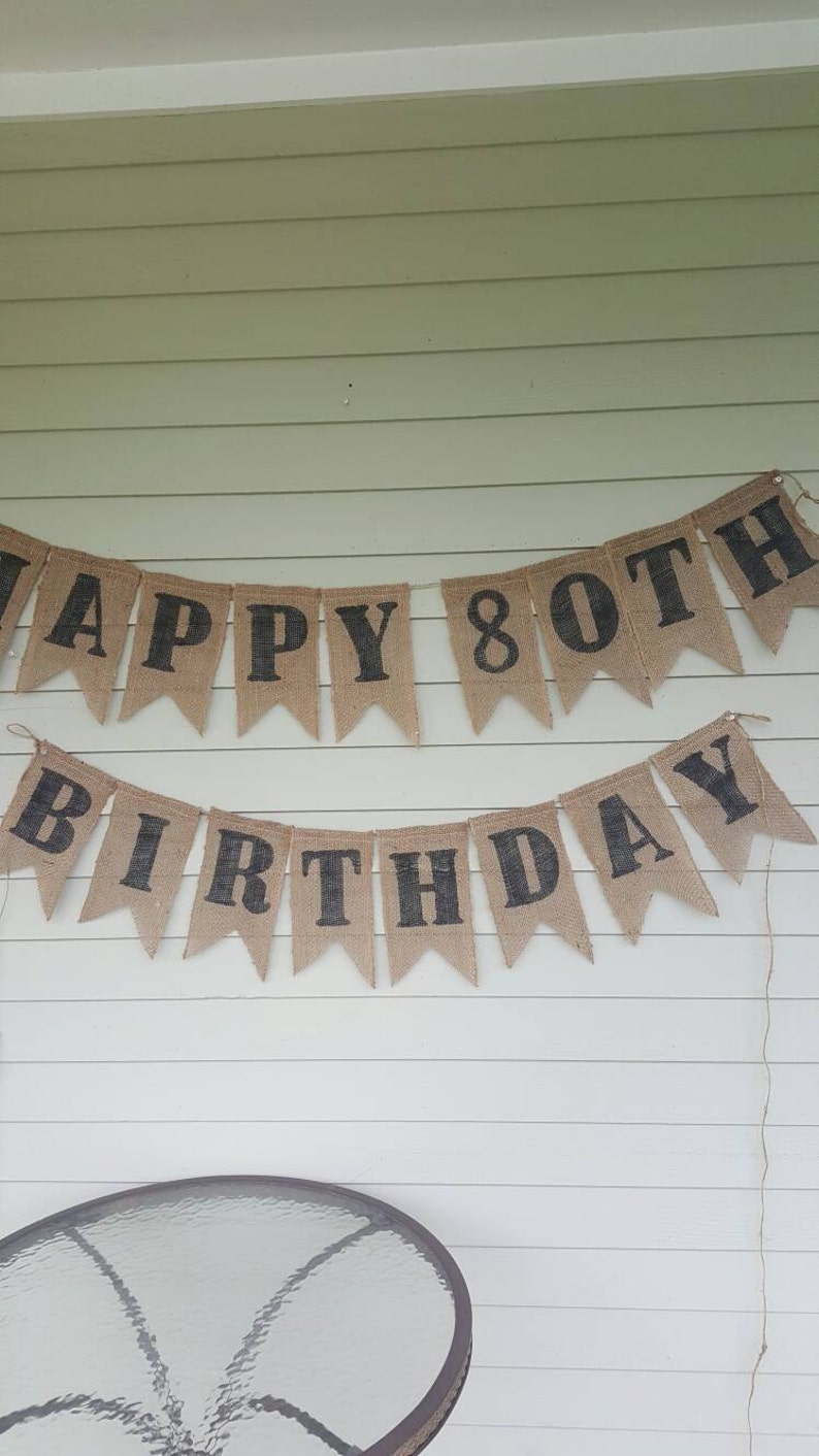 Happy 80th Birthday Banner. Made by a Stay at Home Veteran. | Etsy