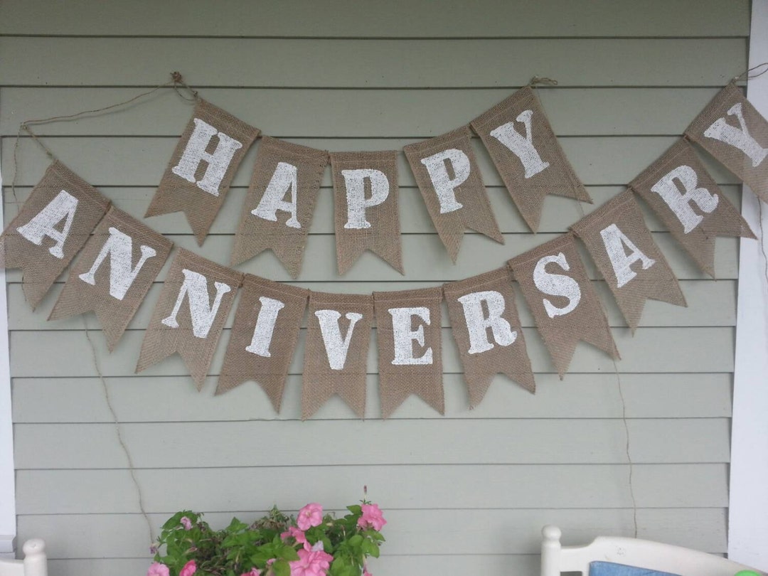 Happy Anniversary Burlap Banner. Made by a Work From Home Veteran. - Etsy