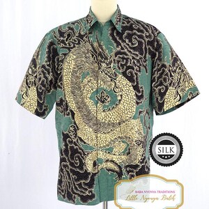 Size XL: Peranakan Baba Hand-drawn Batik Shirt. Short Sleeve on ...