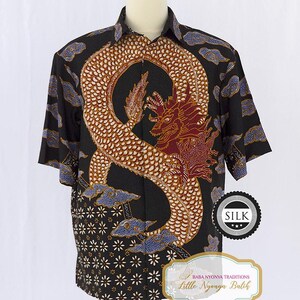 Size XL: Peranakan Baba Hand-drawn Batik Shirt. Short Sleeve on ...
