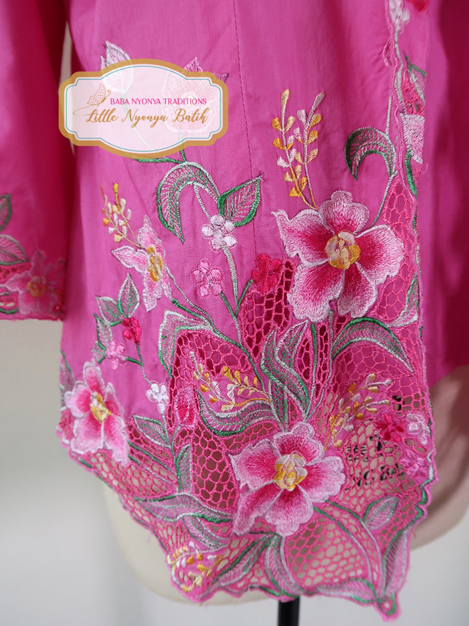 Size XL Modern Nyonya Kebaya Flower 3/4 Sleeve with camisole | Etsy