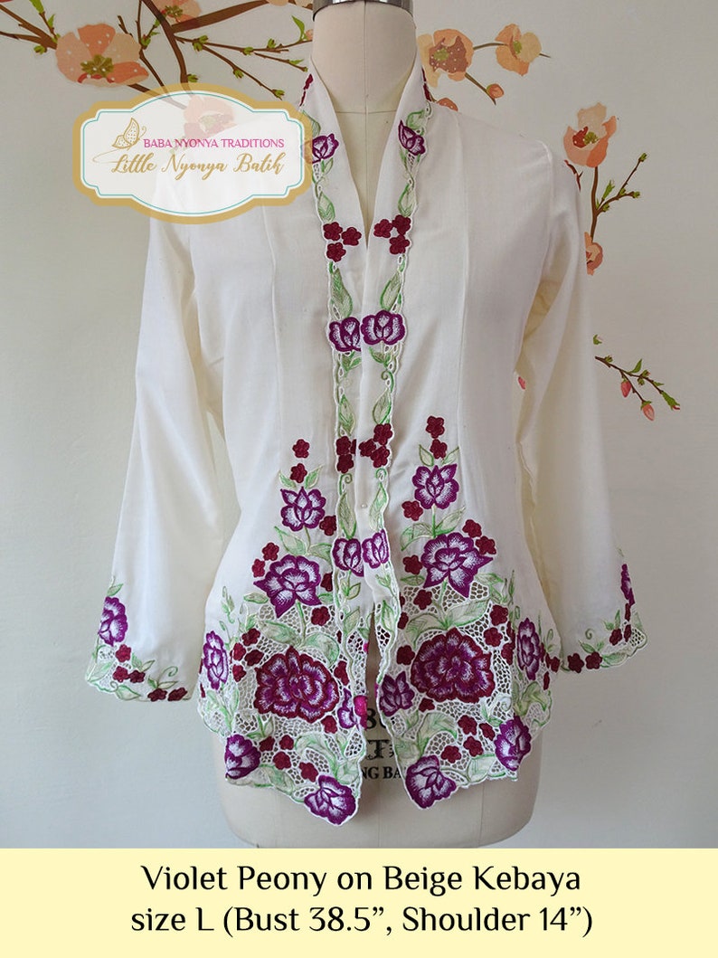 Size L: Peranakan Nyonya Kebaya Basic Quality. motif Flower | Etsy