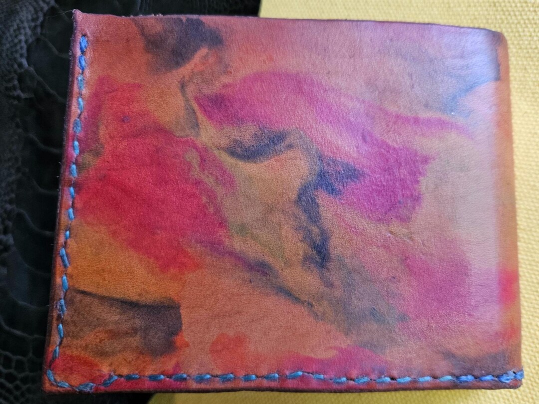 Handmade Tye Dye Leather Wallet – Vegetable Tanned, Mens Bespoke - Etsy