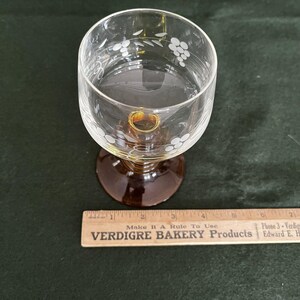 Vintage One Wine Glass Rhine Roemer Amber Yellow Beehive Stem Etched - Etsy