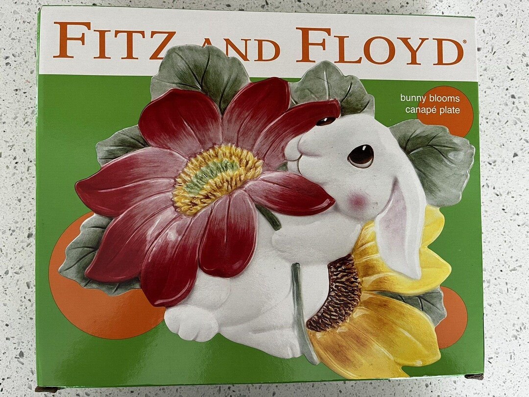 Fitz and Floyd Bunny Blooms Collectible Canape Plate Wall Hanging 10 X ...