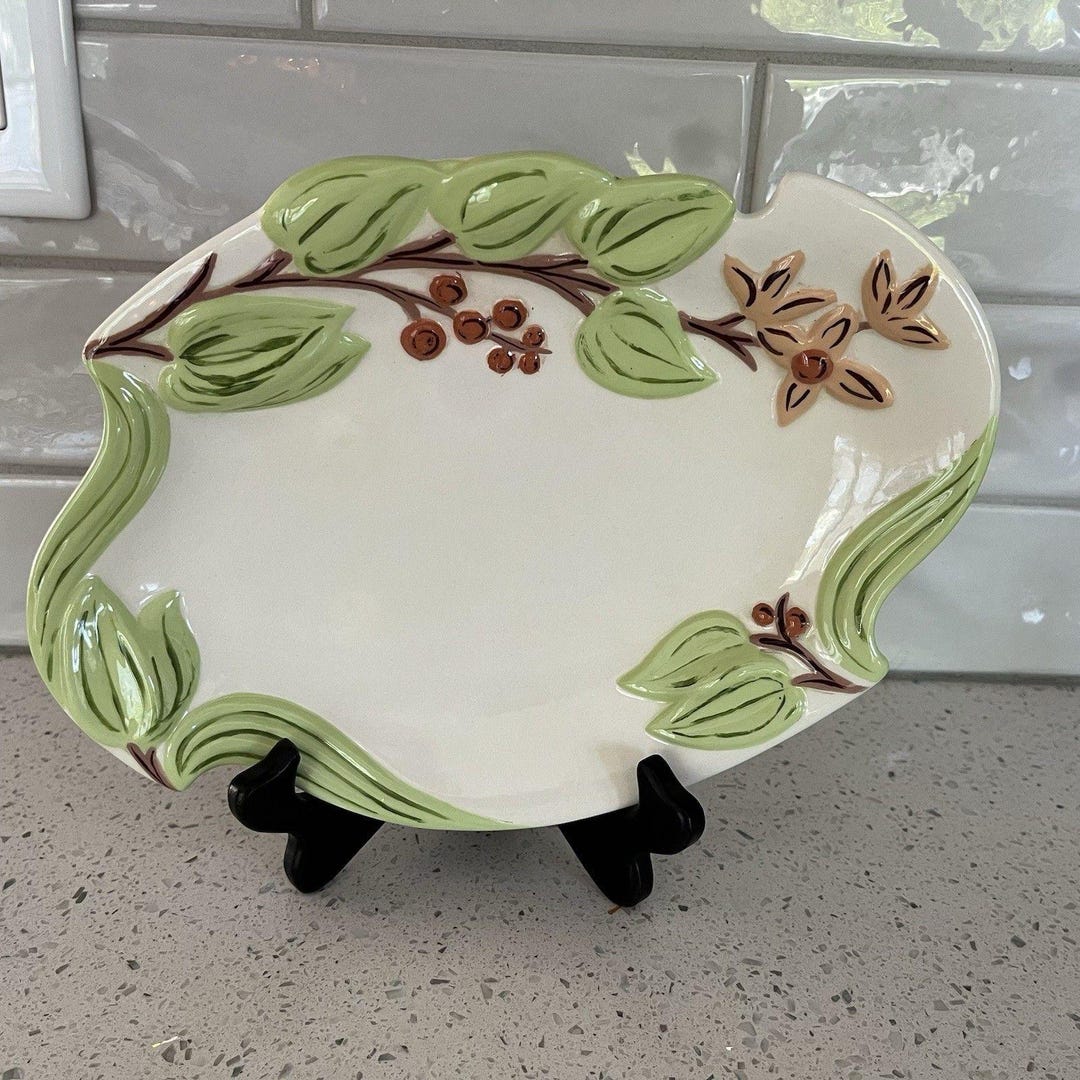 Vintage Hand-painted Holland Mold Trinket Bowl Tray Floral Rare Find ...