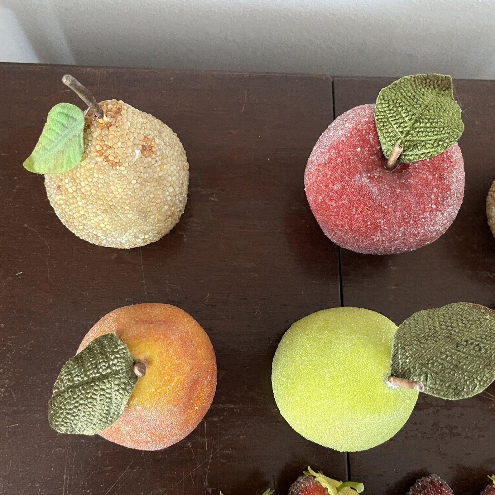 Faux Fruit Beaded Sugared Fruit Lot of 16 Vintage Fall Apple Pears ...