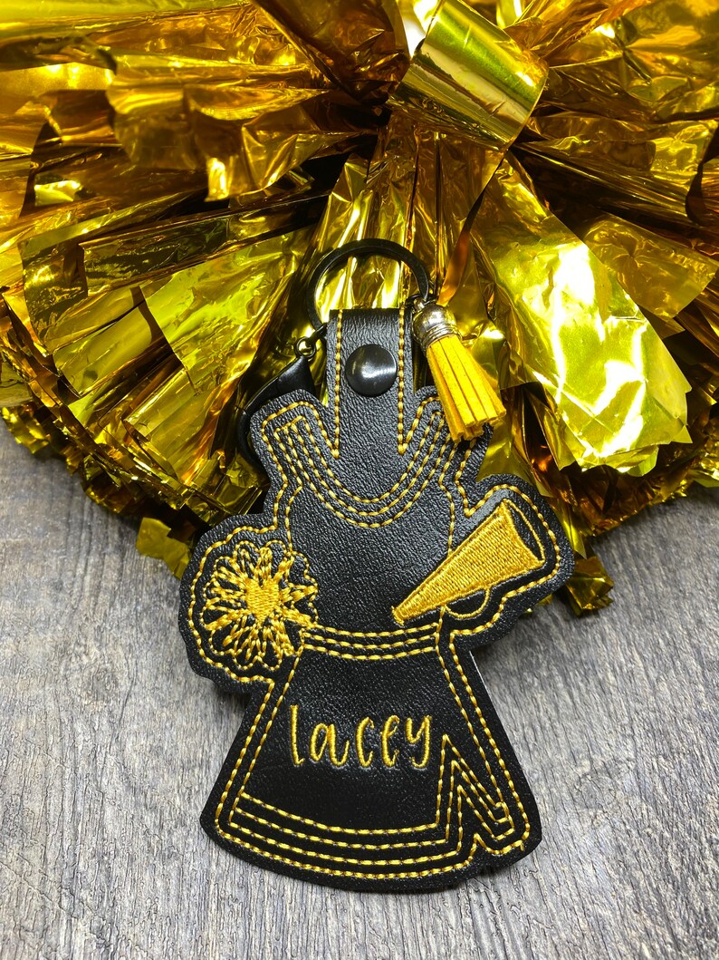 Cheerleader Name Tag Keychain Megaphone Keychain Cheer - Etsy