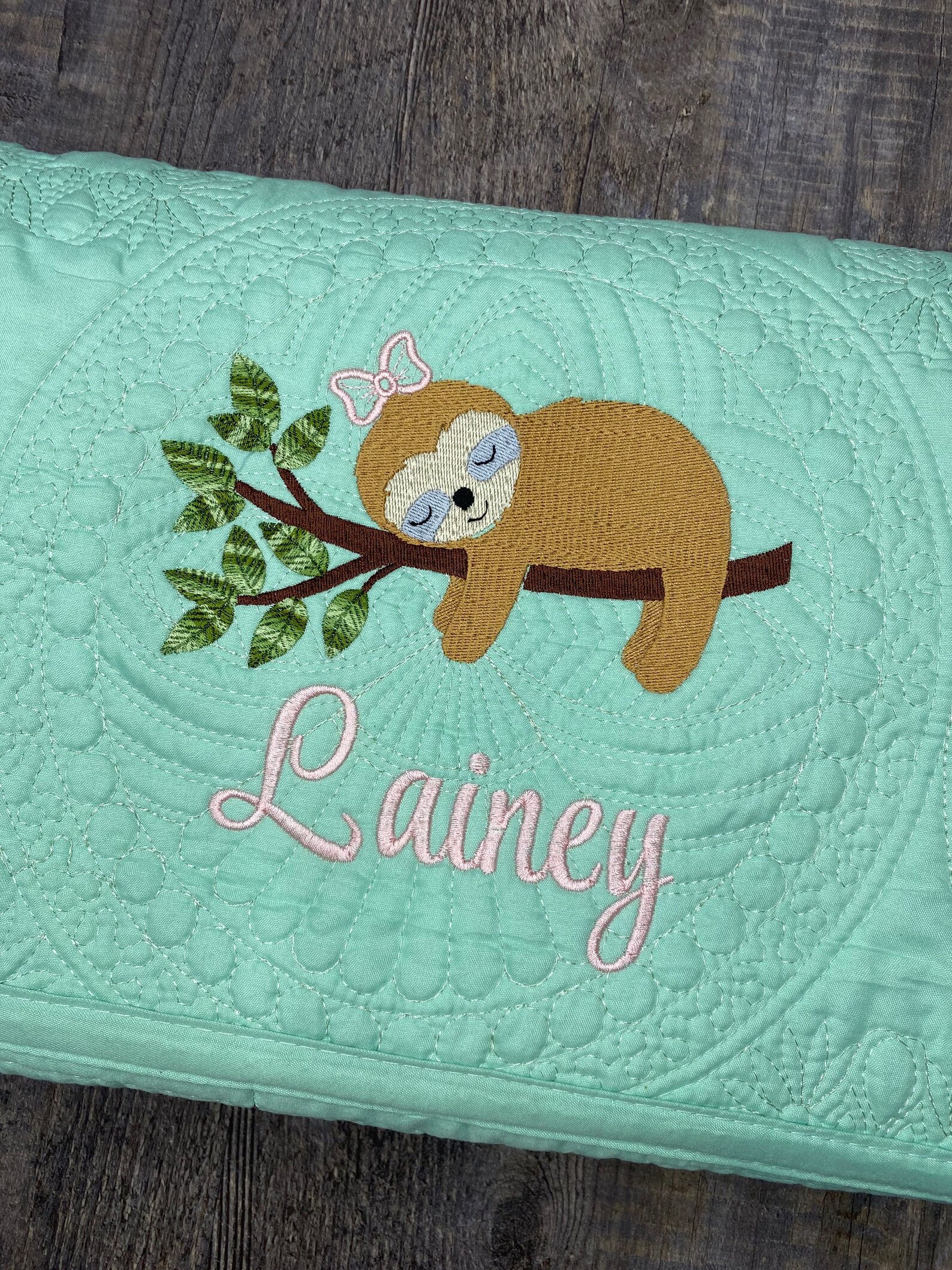 Baby Girl Sloth Heirloom Personalized Baby Quilt Blanket - Etsy