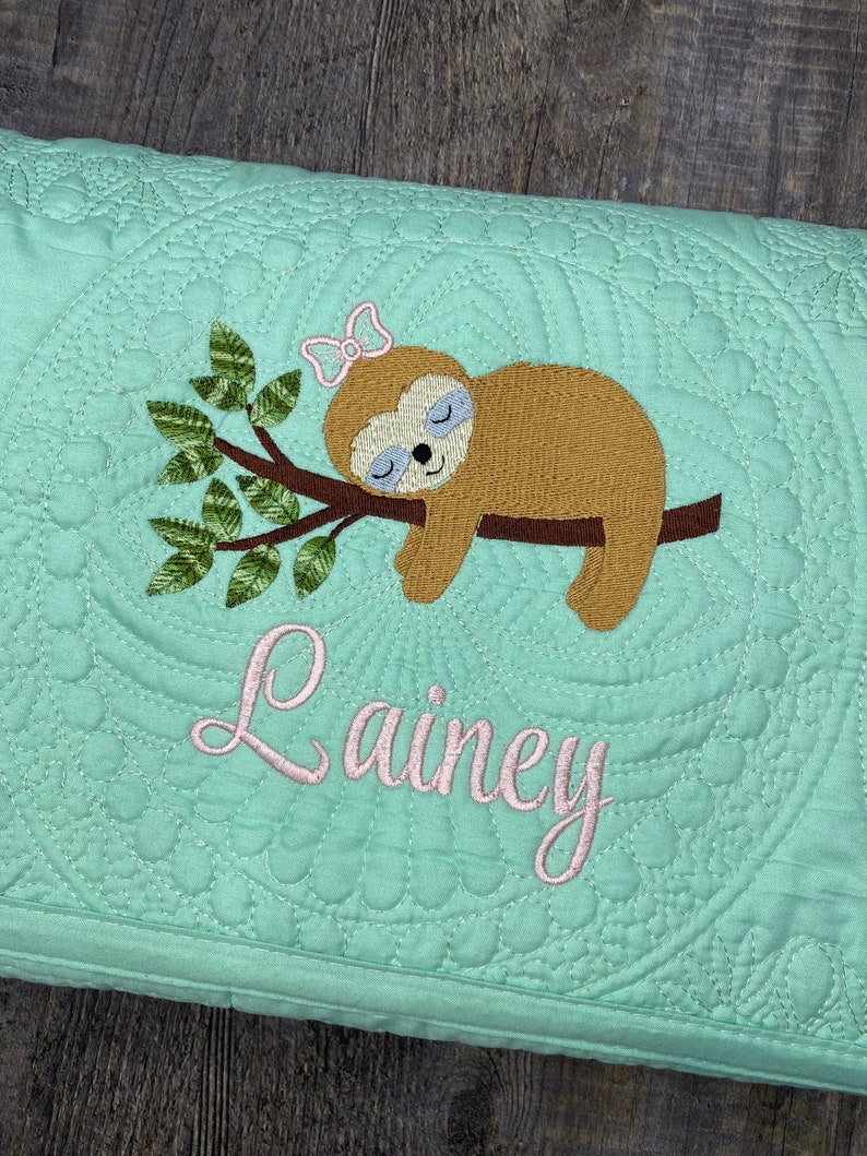 Baby Girl Sloth Heirloom Personalized Baby Quilt Blanket - Etsy