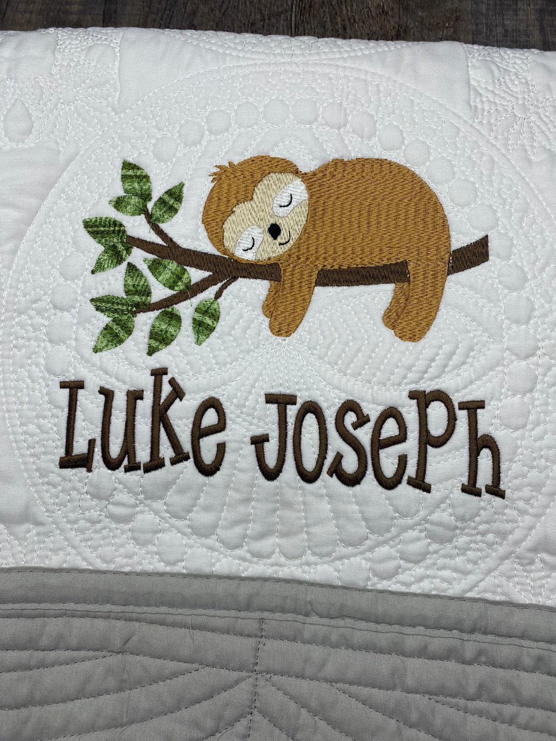 Sloth Heirloom Baby Quilt, Sloth Baby Blanket, Sloth Lover Blanket ...