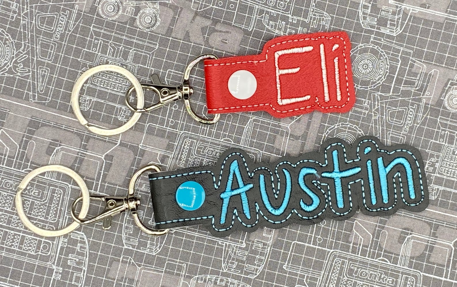 Name Tag Keychain Embroidered Name Keychain Backpack Tag - Etsy