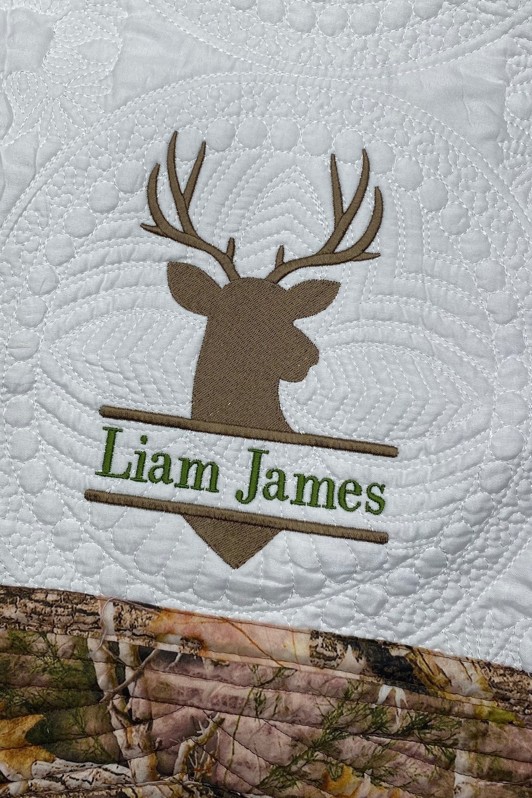 Deer Camo Heirloom Personalized Baby Quilt, Deer Blanket, Monogrammed ...