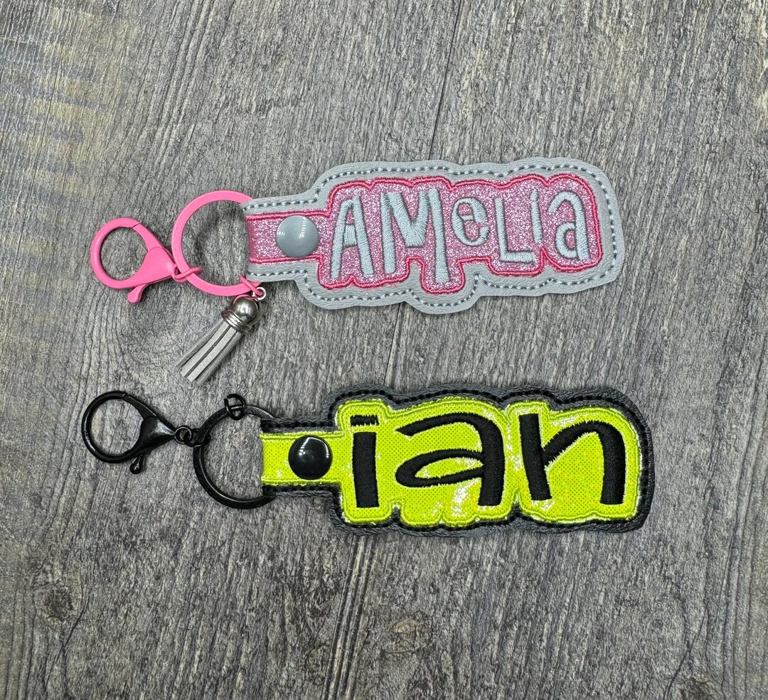 Name Tag Keychain, Embroidered Name Keychain, Backpack Tag ...