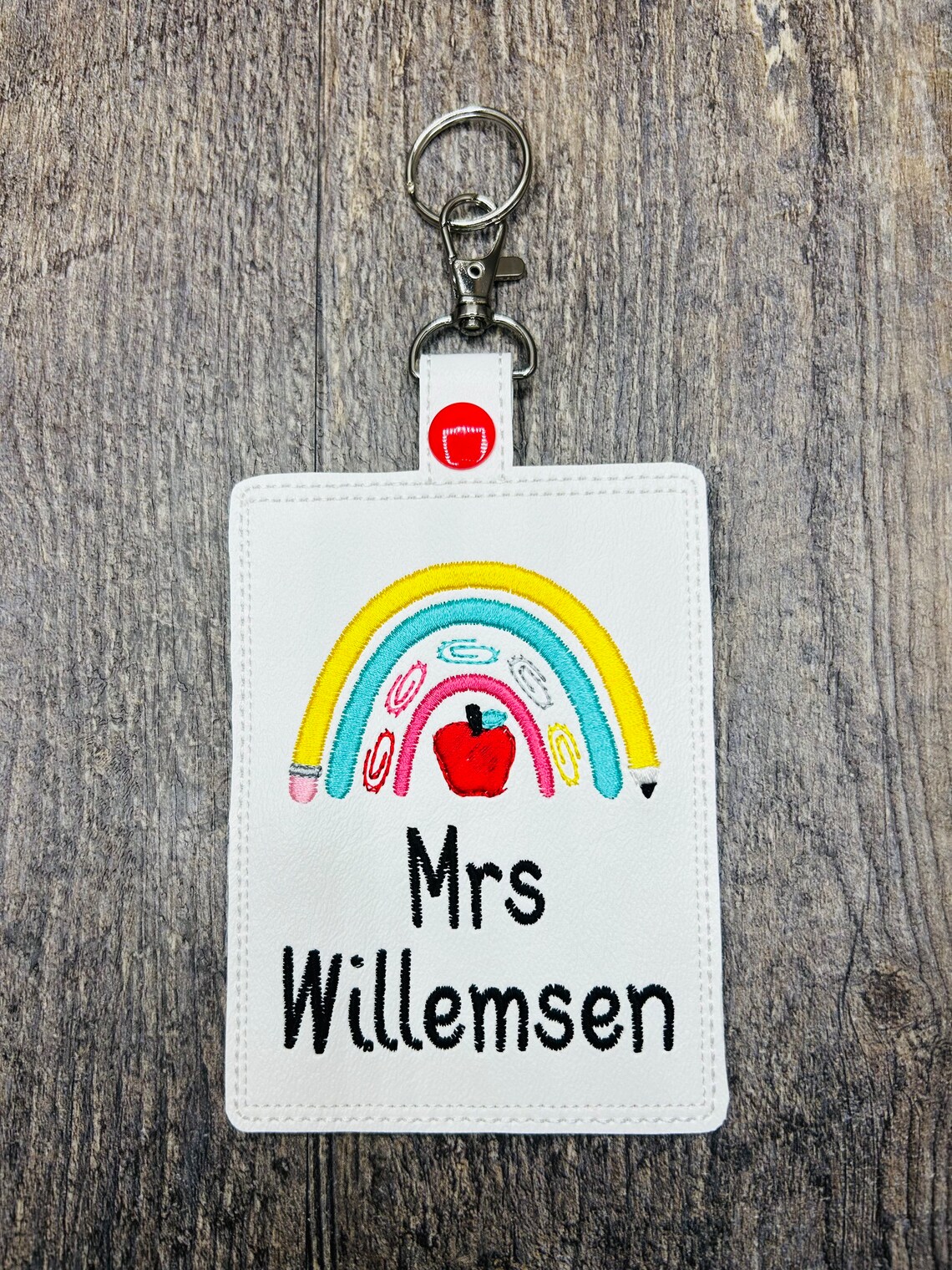 Personalized Boho Rainbow Pencil Badge Holder Teacher ID - Etsy