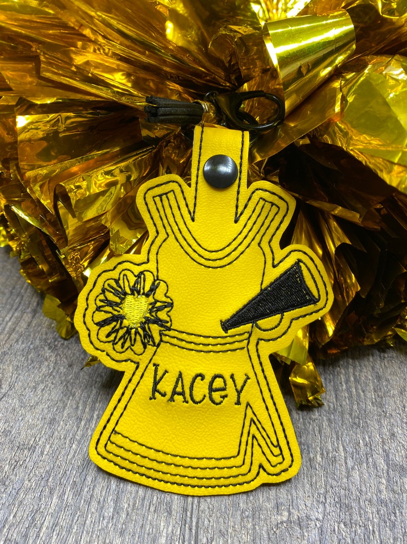 Cheerleader Name Tag Keychain Megaphone Keychain Cheer - Etsy