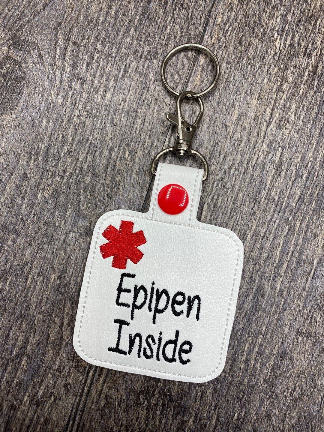 Epipen Inside Medical Awareness Tag Snap Tab Keychain, Epipen Awareness ...