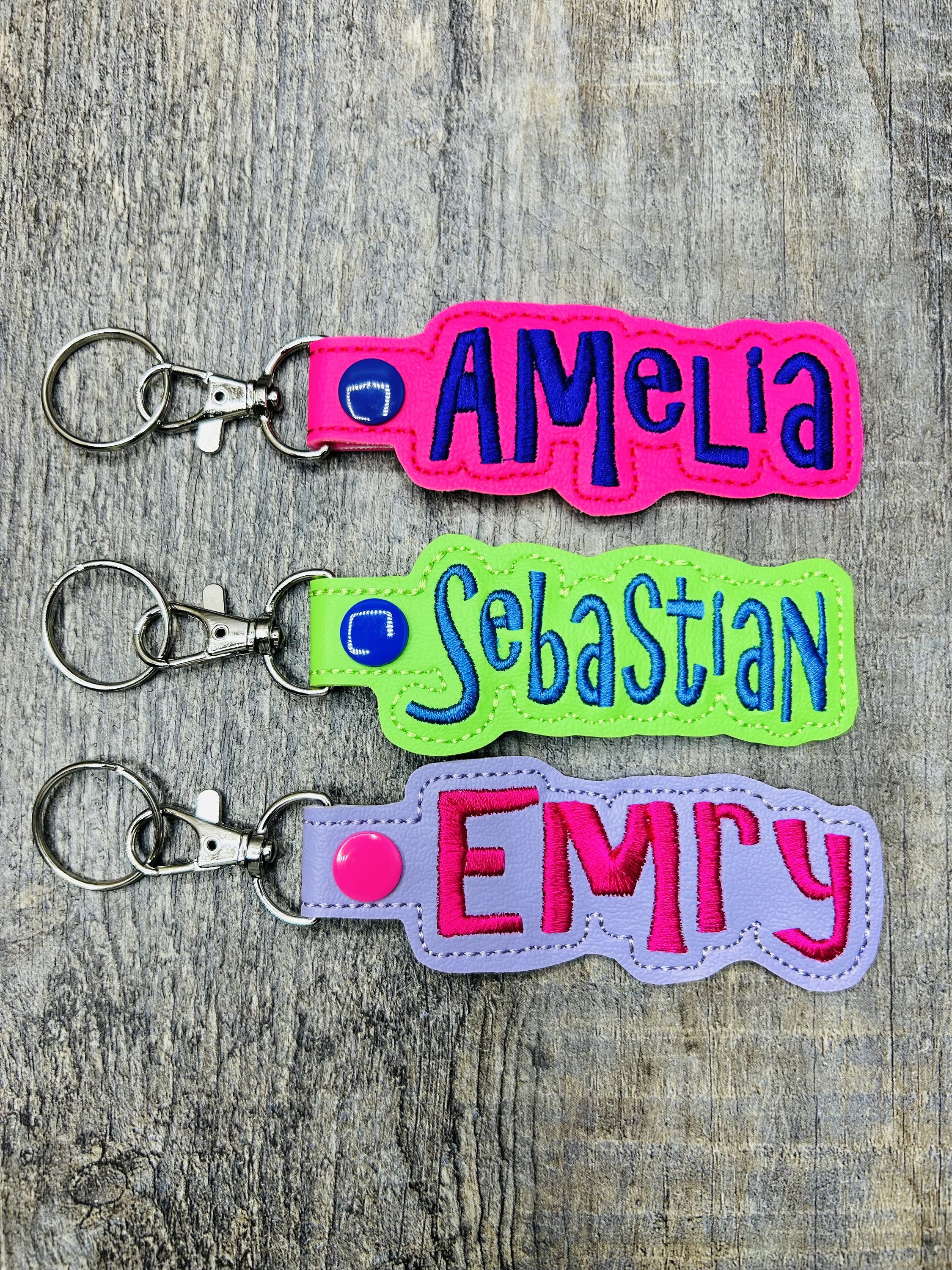 Name Tag Keychain, Embroidered Name Keychain, Backpack Tag ...